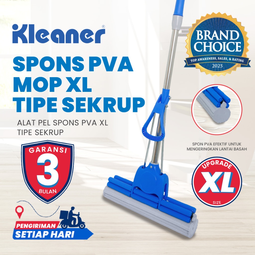 Jual Kleaner Alat Pel Pembersih Lantai Spons PVA Tipe Sekrup Floor Mop ...