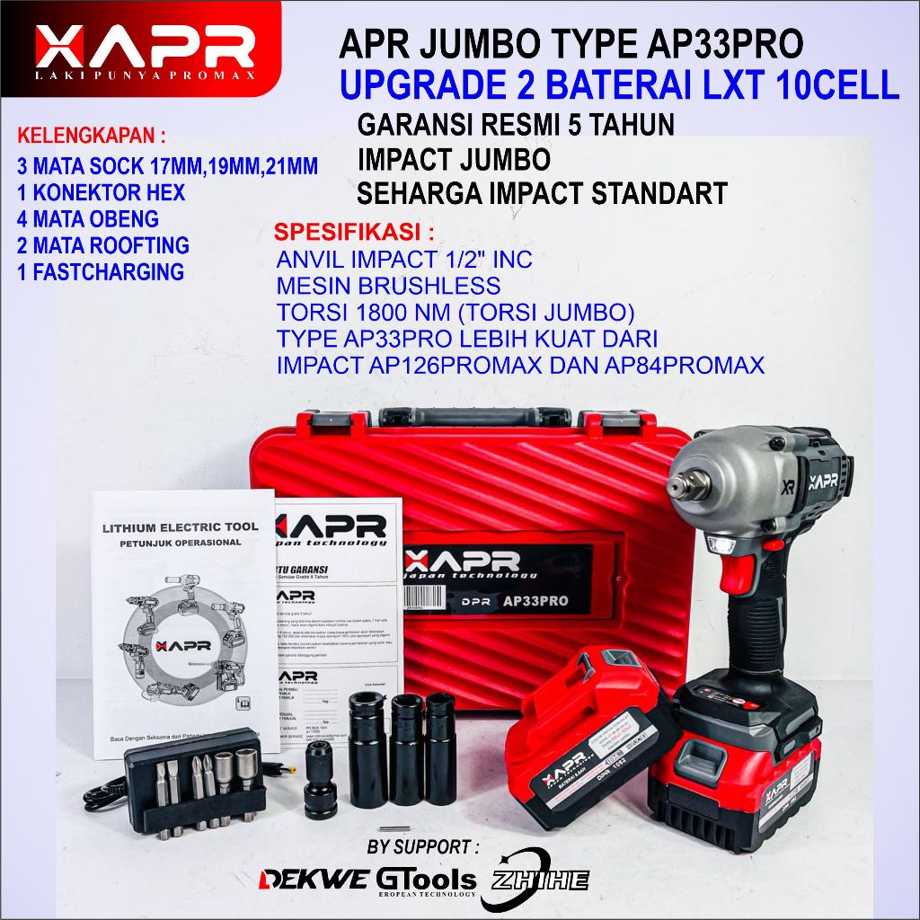 Jual Raja impact wrench jumbo APR AP33PRO 1800nm impek kuat mobil motor ...