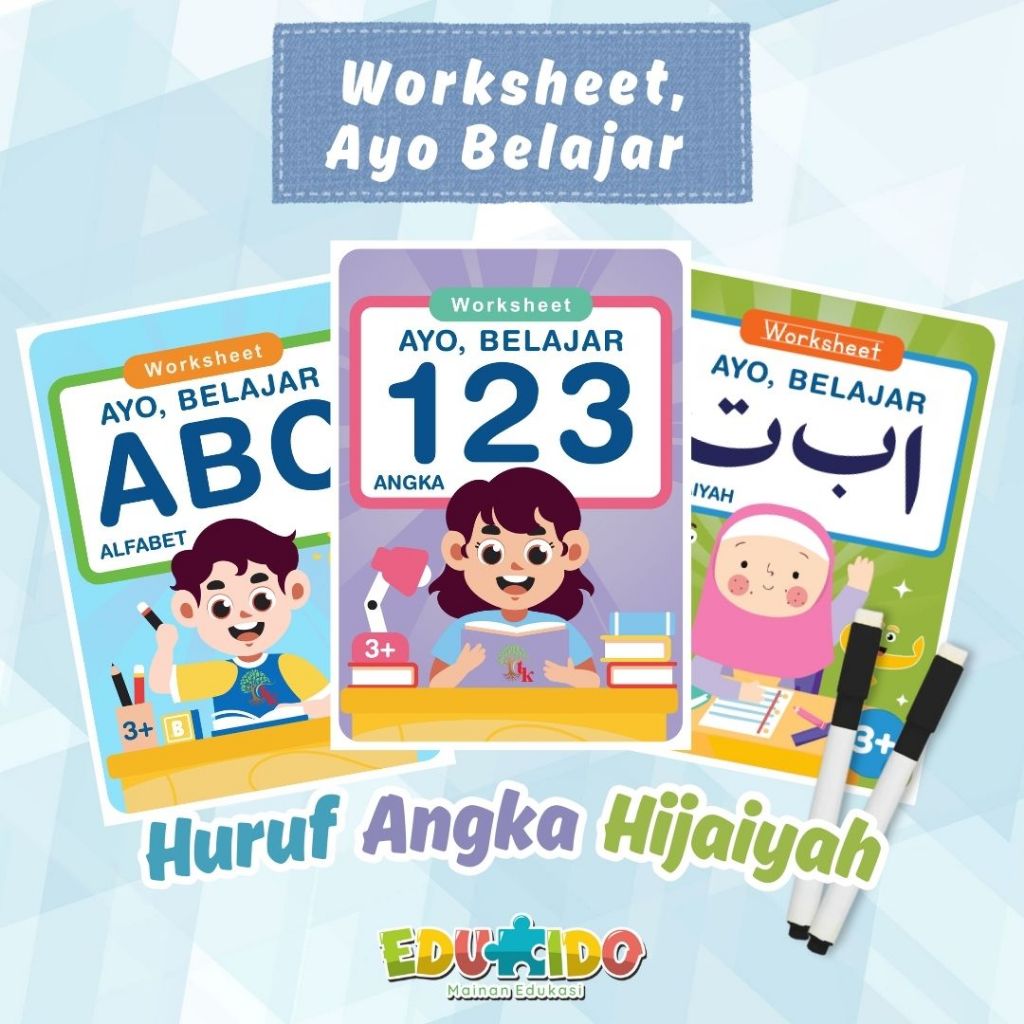 Jual Kids Worksheet Anak Belajar Menulis Angka Huruf Hijaiyah Buku ...