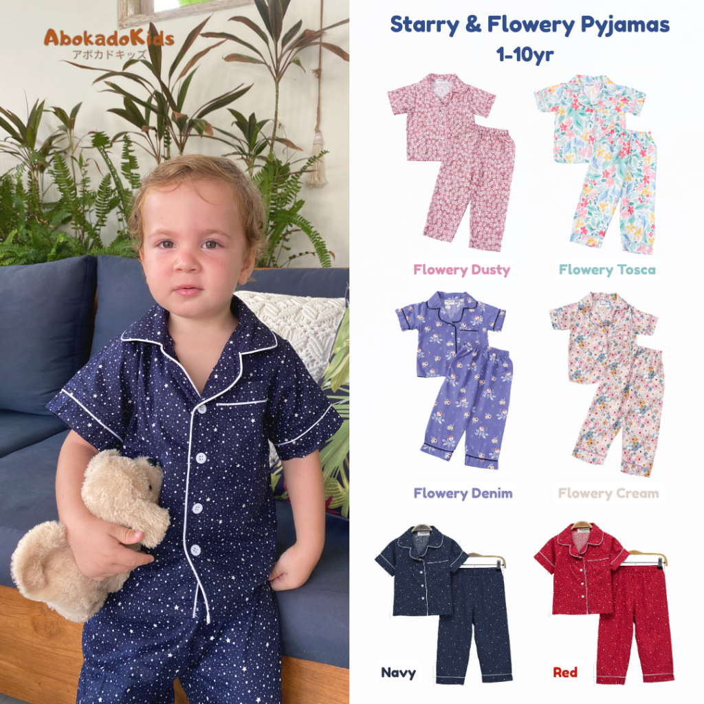 Jual Abokado - Starry Flowery Pyjamas - Piyama - Setelan Piyama Anak ...