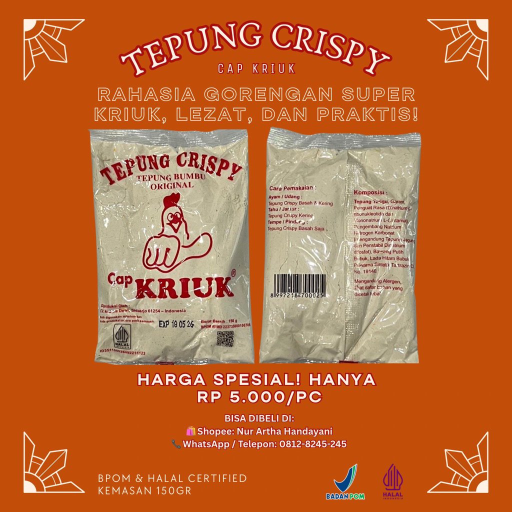 Jual Tepung Crispy Cap Kriuk 150gr Tepung Bumbu Serbaguna Crispy Gurih ...