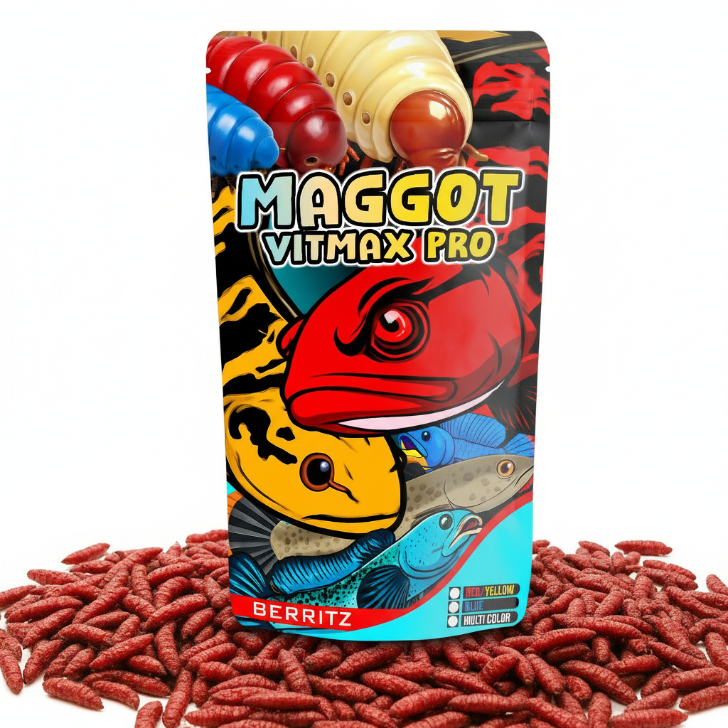 Jual BERRITZ Maggot Kering BSF Red 50g Pakan Ikan Channa Maru Booster Warna Merah Predator ...