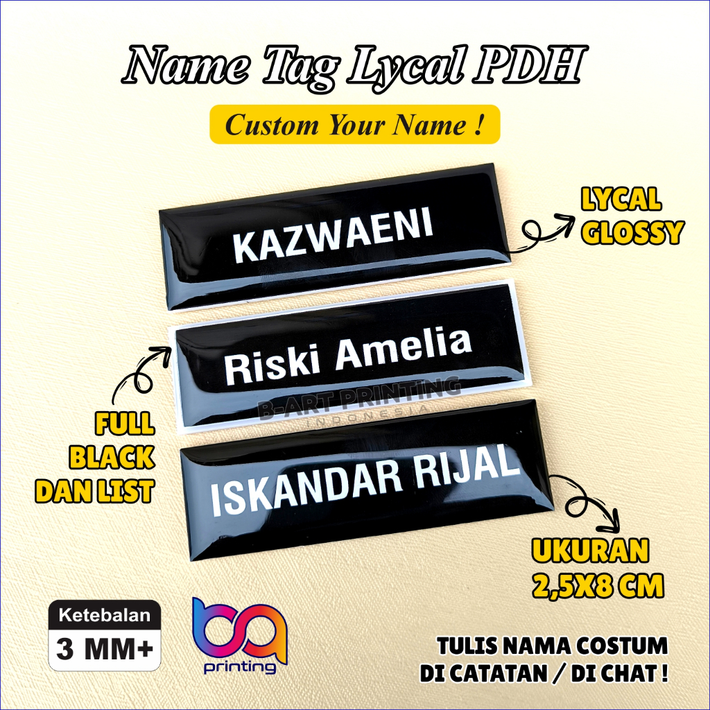 Jual Name Tag 8x2,5 cm Papan Nama Nama Dada POLRI TNI PDU PDH ...