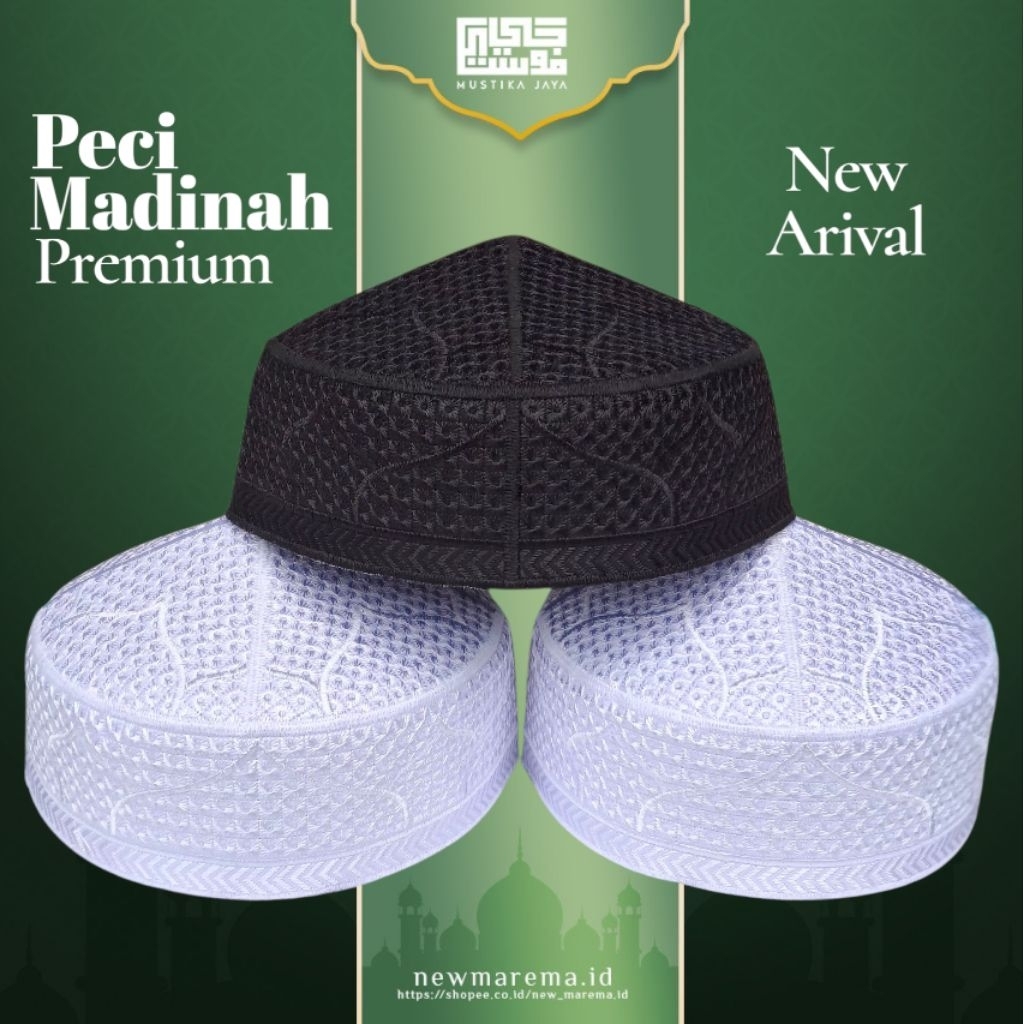 Jual PECI MADINAH MOTIP BORDIR KOPIAH PAKISTAN SONGKOK PUTIH PRIA ...