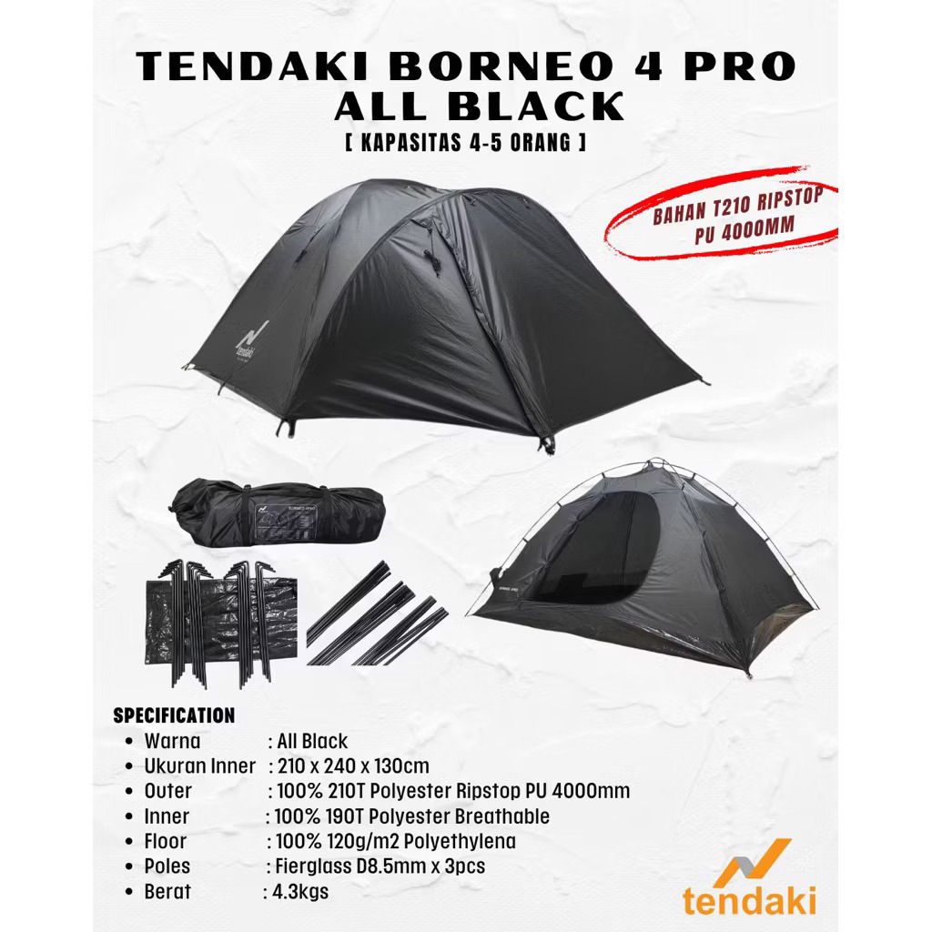 Jual NEW Tendaki Borneo 4 PRO Hitam | Shopee Indonesia