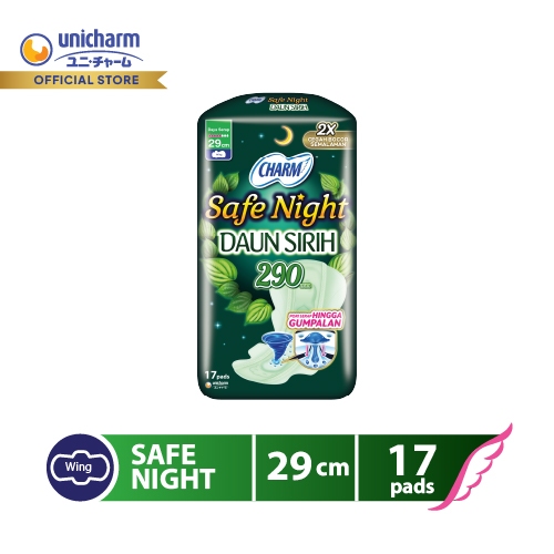 Jual Charm Pembalut Safe Night Daun Sirih 29cm Wings 17 Pads | Shopee ...