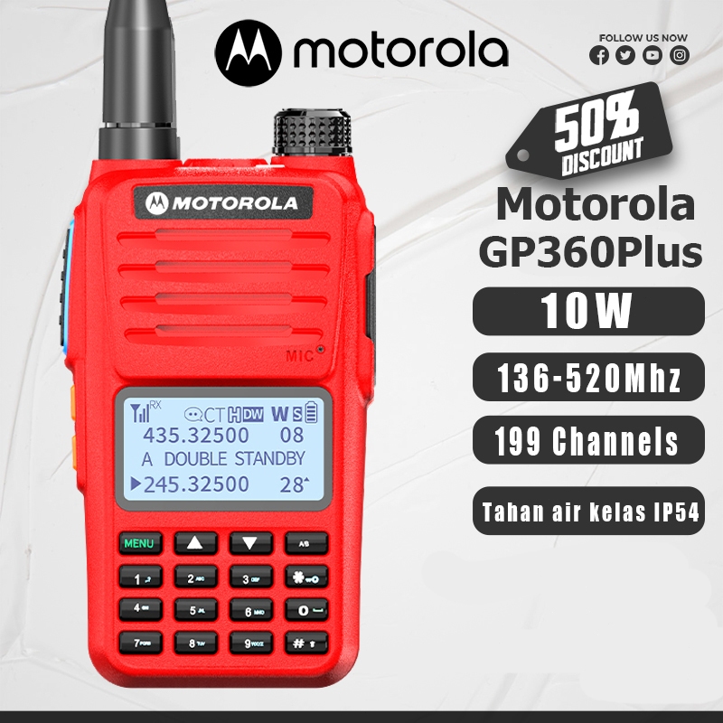 Jual HT Motorola Radio GP360 Merah Portabel WalkieTalkie jarak jauh 10 ...