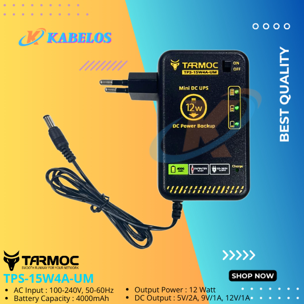 Jual Tarmoc TPS-15W4A-UM | UPS mini wall plug 5/9/12V 4000mAh 12 Watt ...