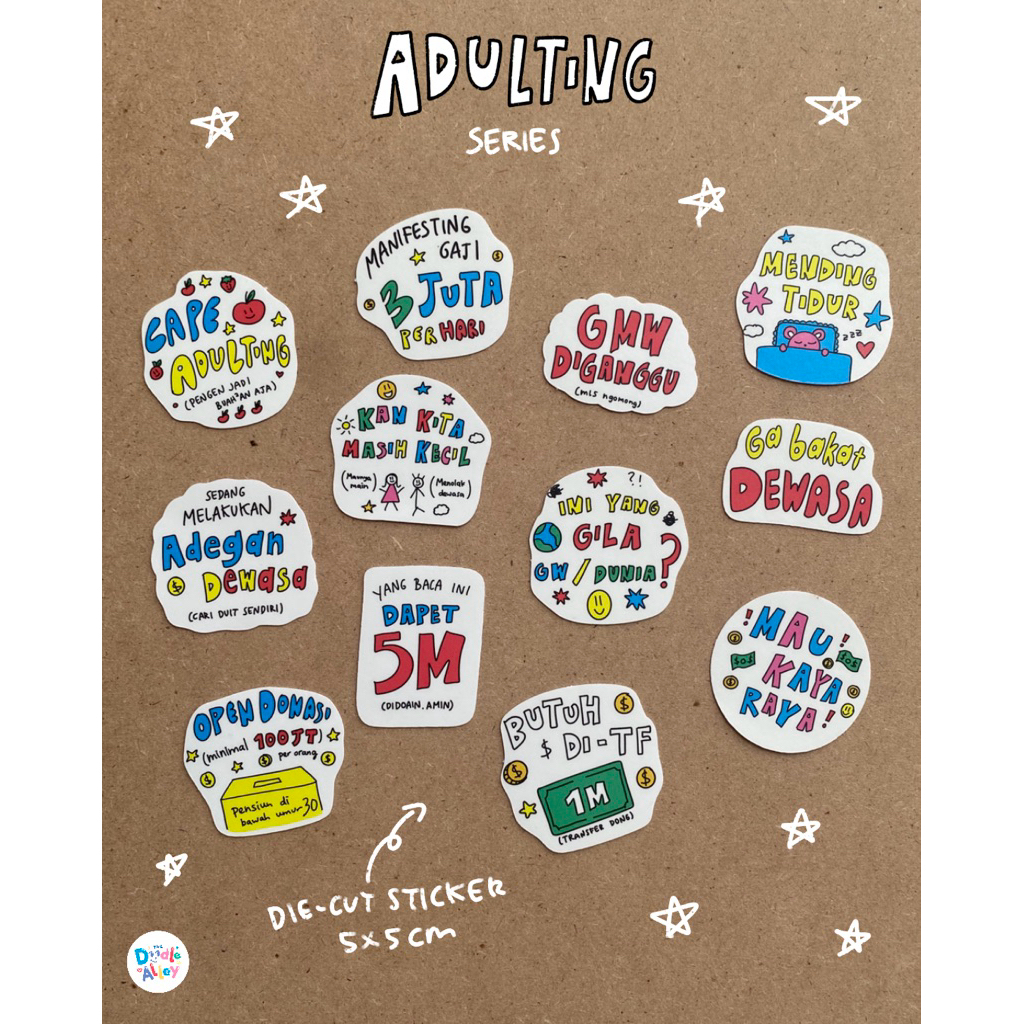 Jual [ READY STOCK / MIN ORDER 3 PCS ] ADULTING SERIES Die-Cut Sticker ...