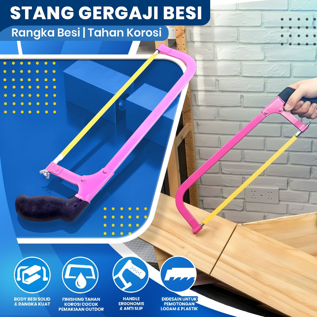 Jual GOMEO Stang Gergaji Besi Hacksaw Ergonomis Pipa Bambu Kokoh Tebal ...