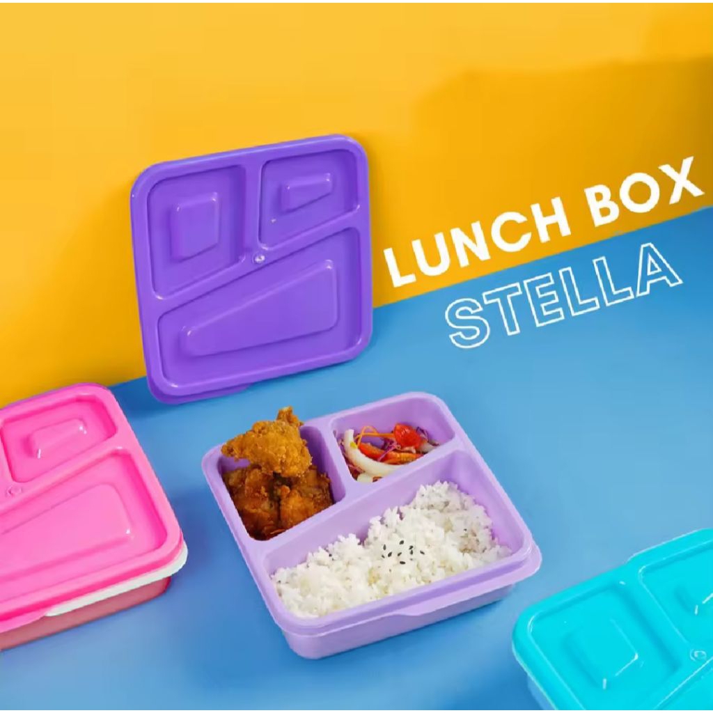 Jual Lunch Box Stella 3 Sekat High Way Kotak Makan Anak TK Lucu Lunch ...