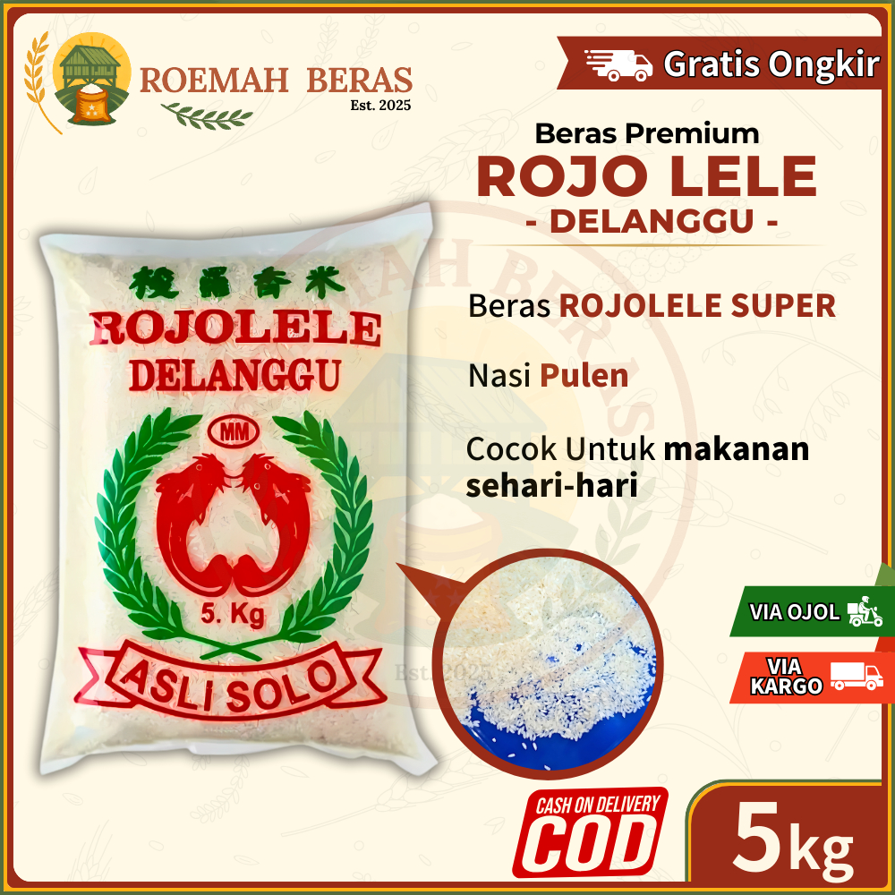 Jual Beras Rojo Lele Delanggu 5 kg - Beras RojoLele - Beras Premium ...