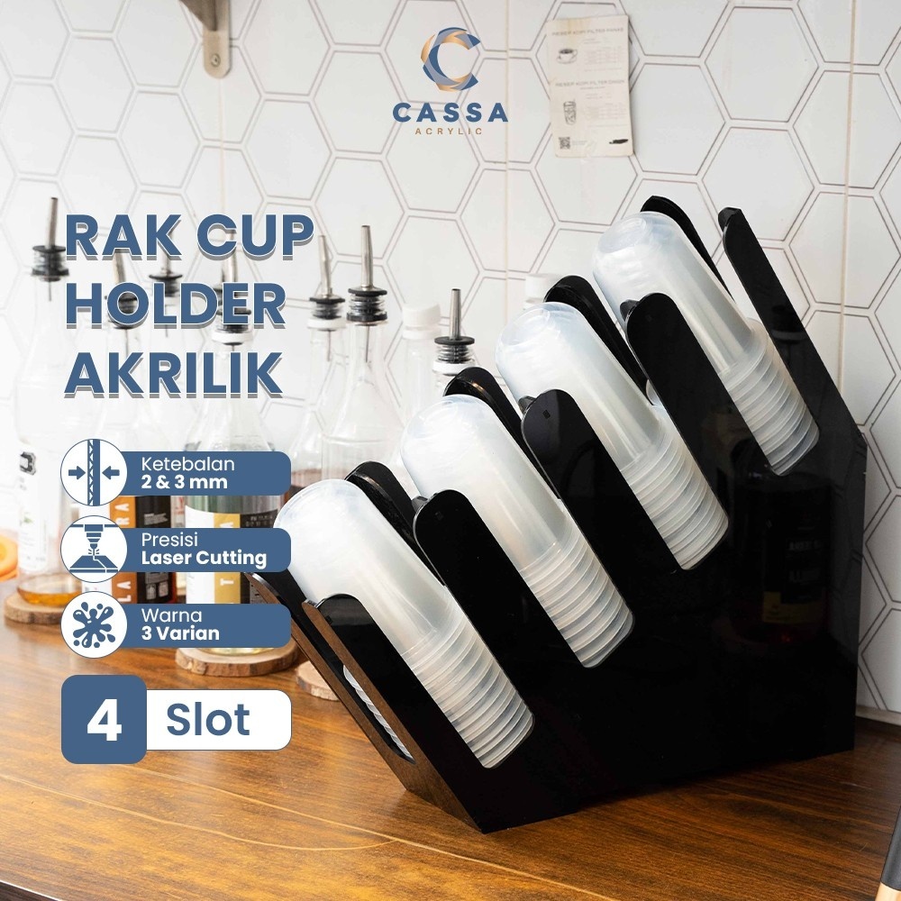 Jual Rak Paper Cup Holder Akrilik 4 Slot 9,4cm | Tempat Gelas Cup ...