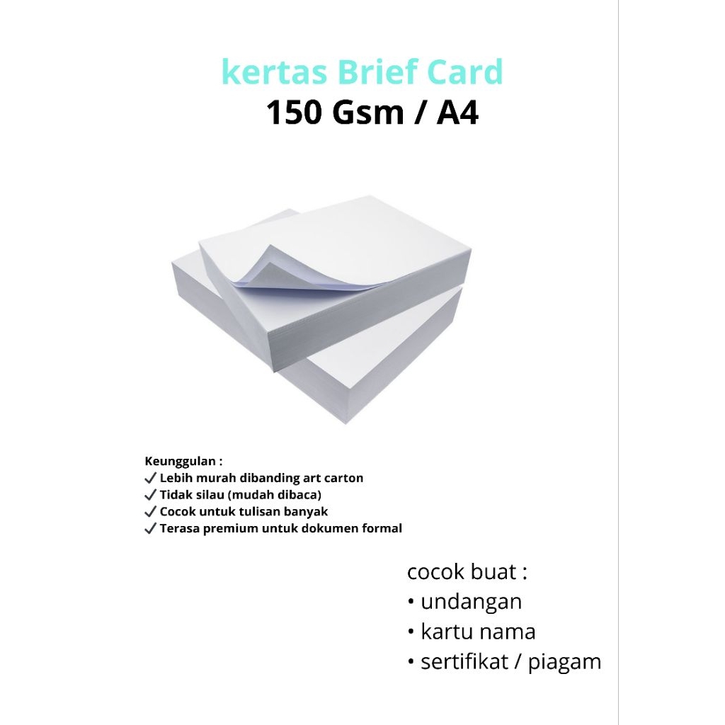Jual kertas brief card (BC) 150 Gsm / A4 || 100 lembar | Shopee Indonesia
