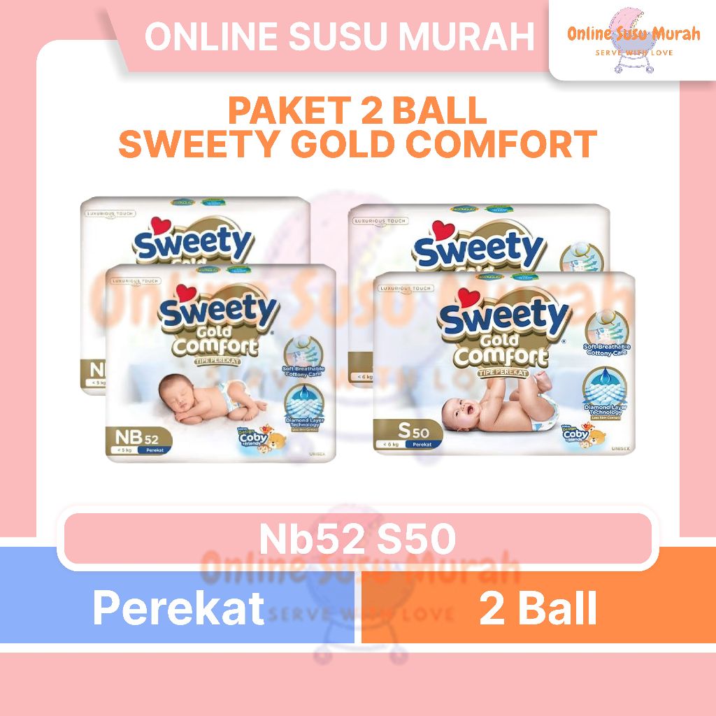Jual SWEETY GOLD COMFORT TAPE PAKET 2 BALL NB52 S50 POPOK PEREKAT NB 52 ...
