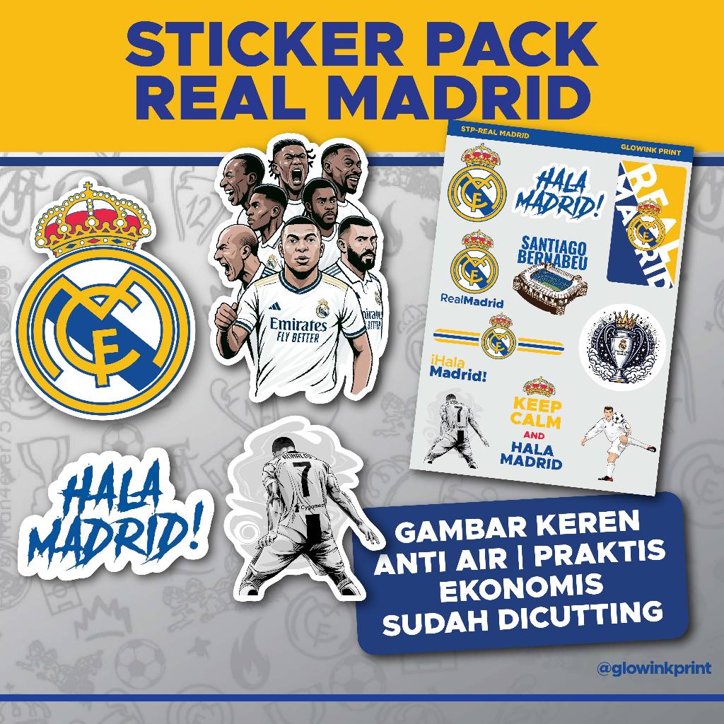 Jual Sticker Pack Real Madrid, Sticker Real Madrid, Sticker Motor ...