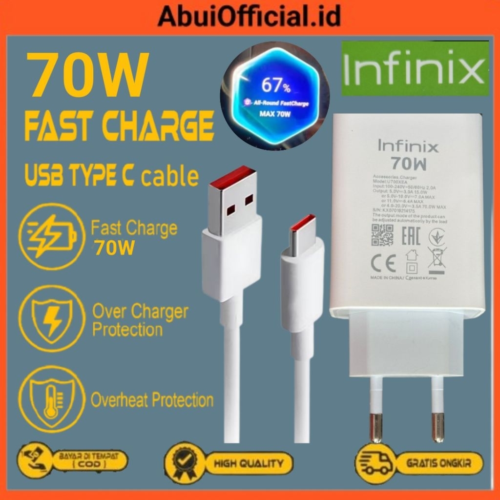 Jual Charger infinix 70W Super Charger All Round Fast Charging Note 40 ...