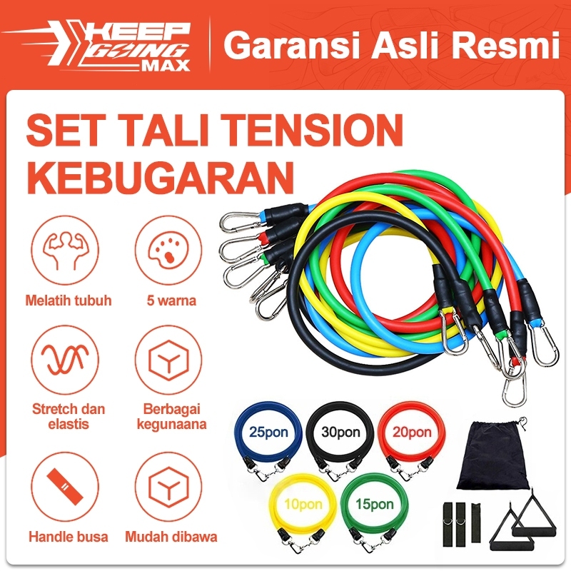 Jual Keep Going Max Resistance Bands 11 in 1 Set Tali Pembantu Fitness ...