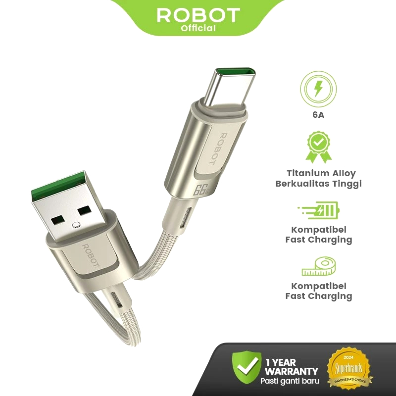 Jual ROBOT Kabel Data Fast Charging Type C Lightning 1M Data Cable ...