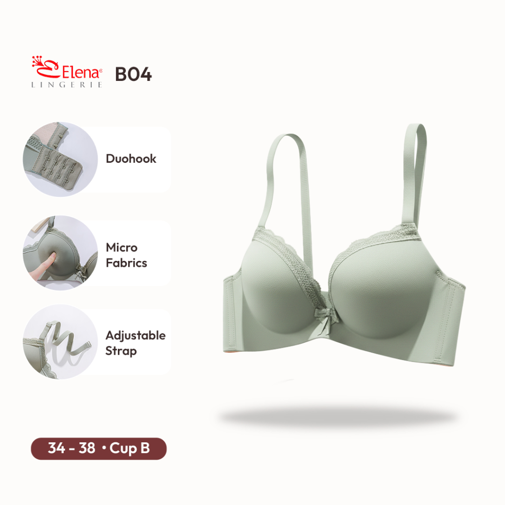 Jual Elena E B04 Bra Seamless Tanpa Kawat Busa Tebal Cup B Kait 2 Polos ...