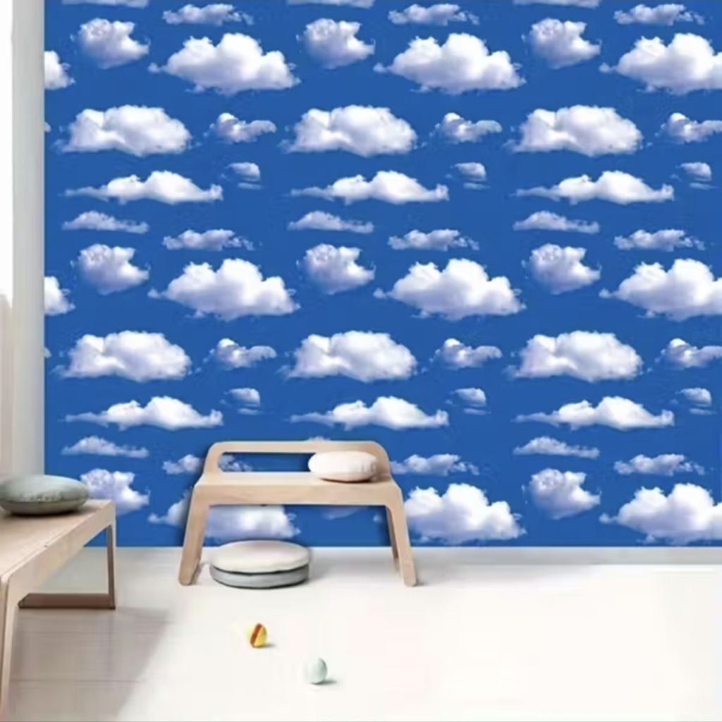 Jual WALLPAPER STICKER DINDING TERBARU MOTIF AWAN BIRU,UKURAN panjang ...