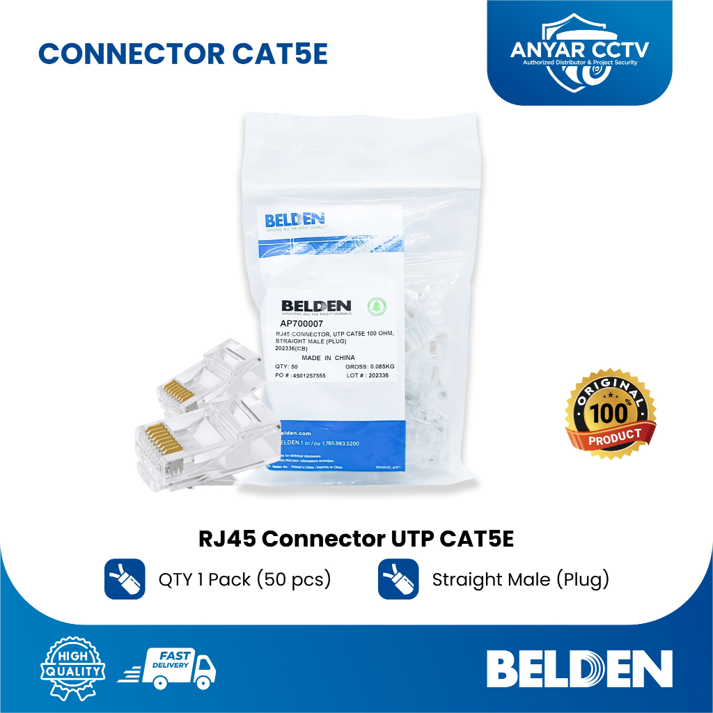 Jual CONNECTOR BELDEN RJ45 Cat5E (50pcs) 100% ORIGINAL GUARANTEE ...