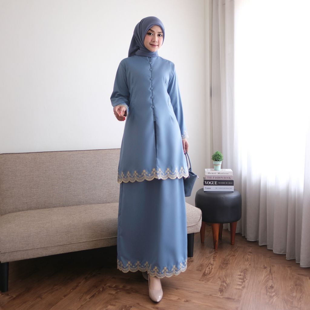 Jual Elvrist - One Set Kurung Melayu Humaira Katun Toyobo Bordir ...