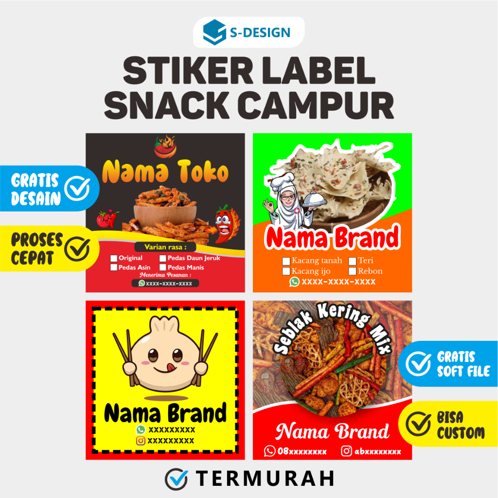 Jual STIKER LABEL SNACK CAMPUR TERBAIK SDESAIN / STIKER LABEL / STIKER ...