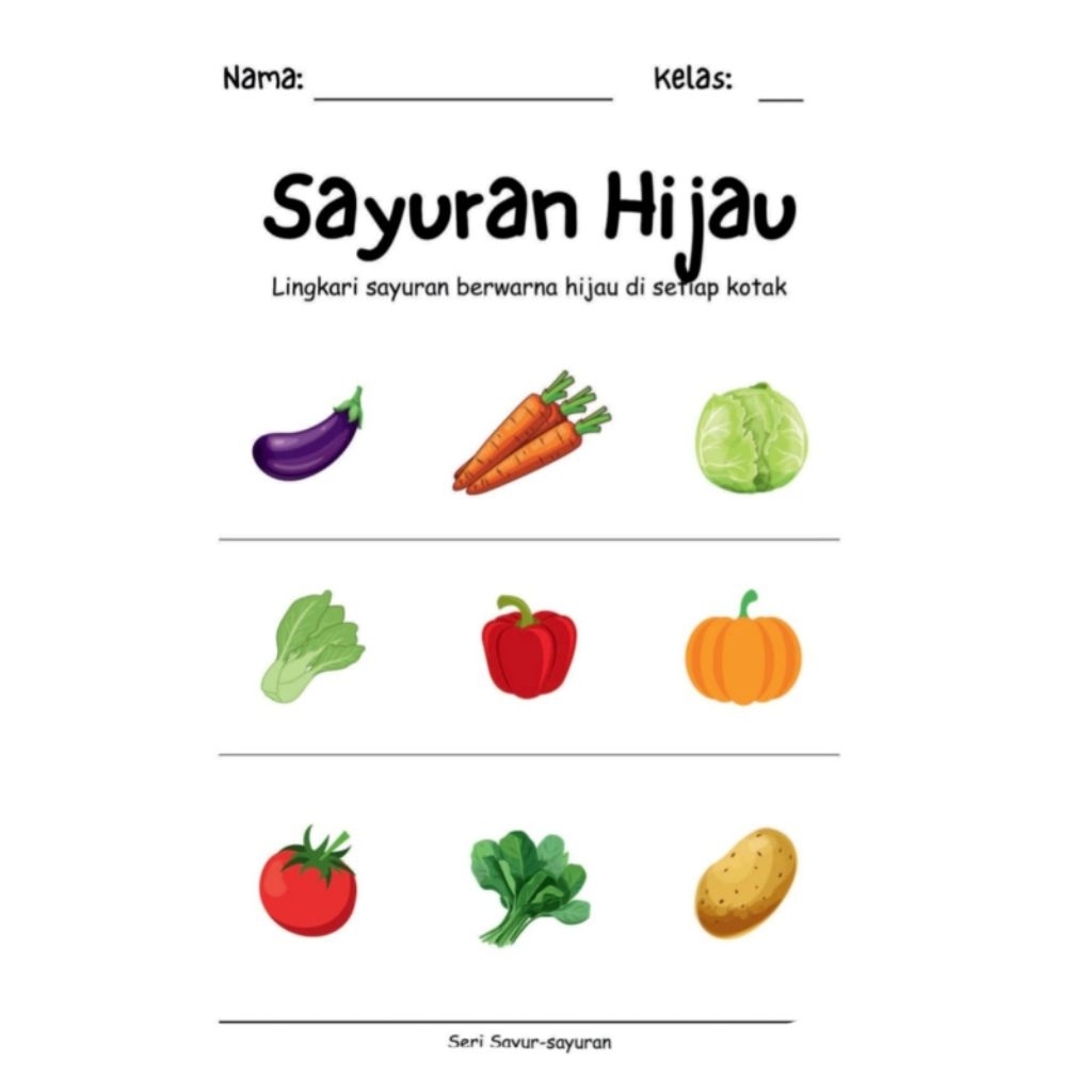 Jual Printable Worksheet tema Sayuran (umur 1-6 tahun) | Shopee Indonesia