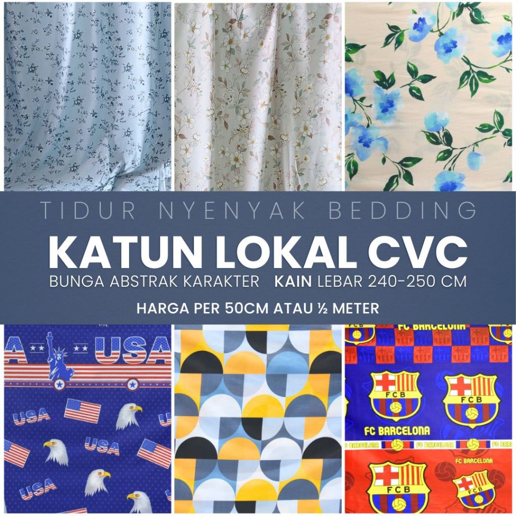 Jual KAIN COTTON KATUN MODAL LOKAL CVC PER 50 CM MOTIF ABSTRAK EMILY ...