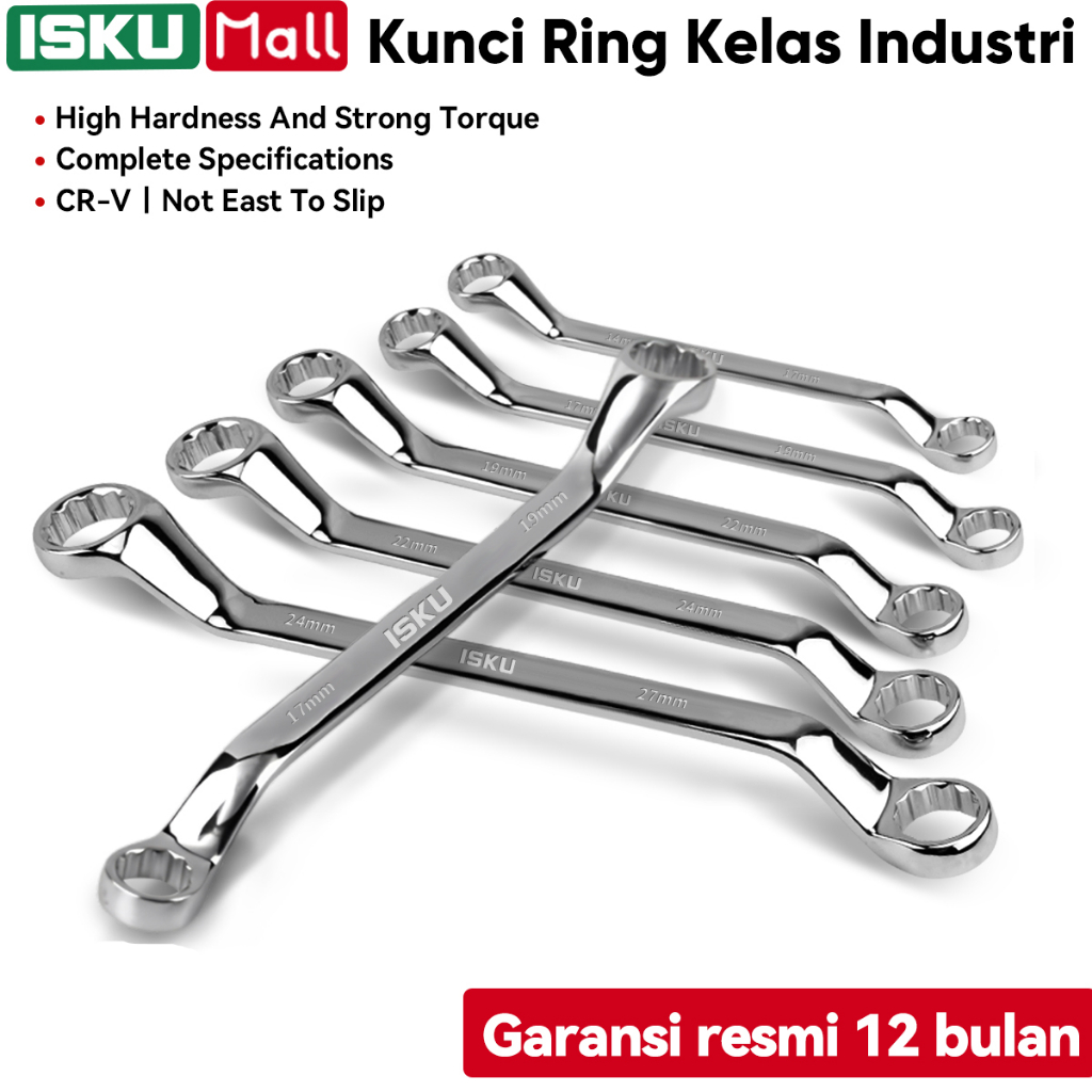 Jual ISKU Kunci Ring Ring Set 8-27mm Bahan CR-V Double Ring Wrench ...