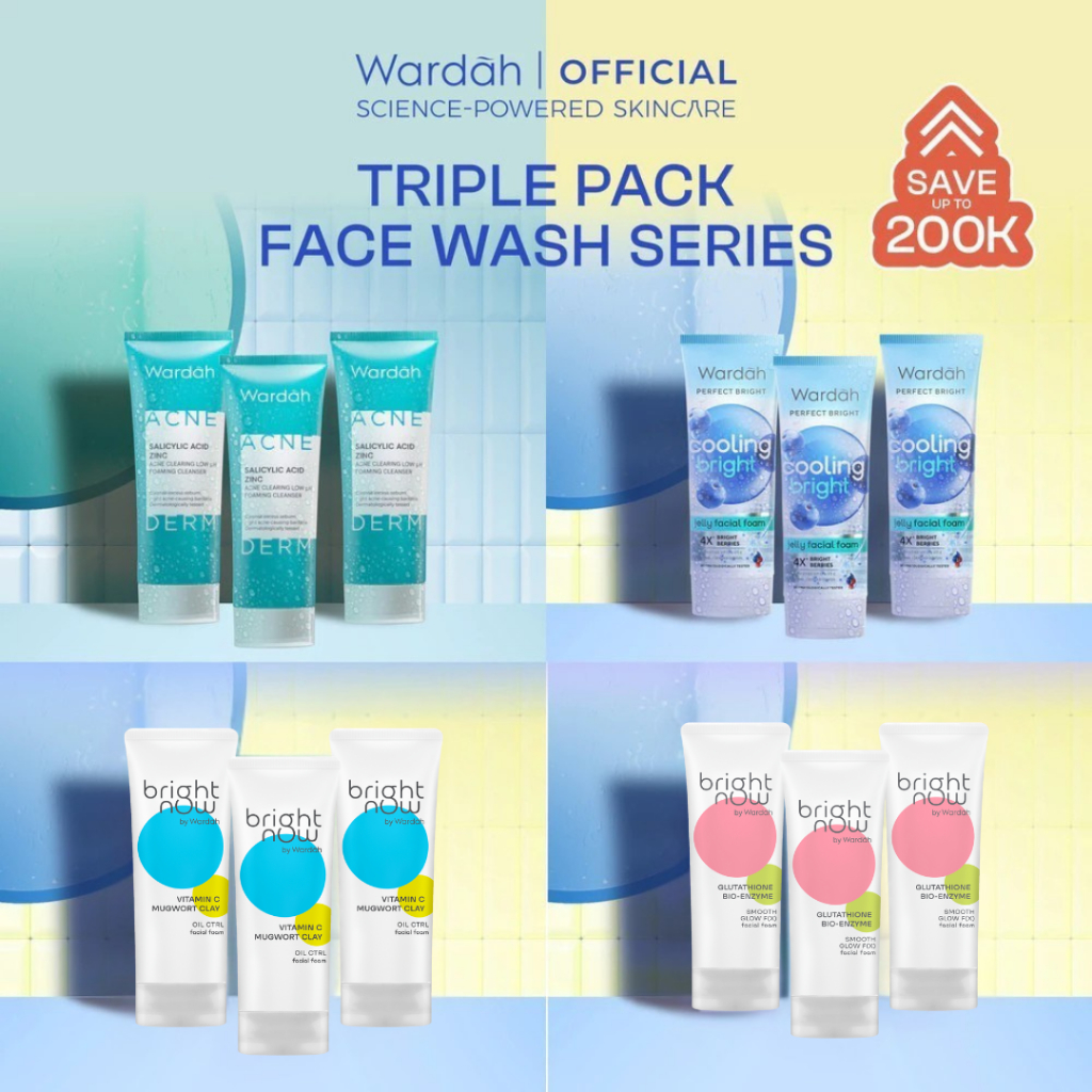 Jual [Wardah Member Exclusive] TRIPLE PACK HEMAT Wardah Face Wash All ...