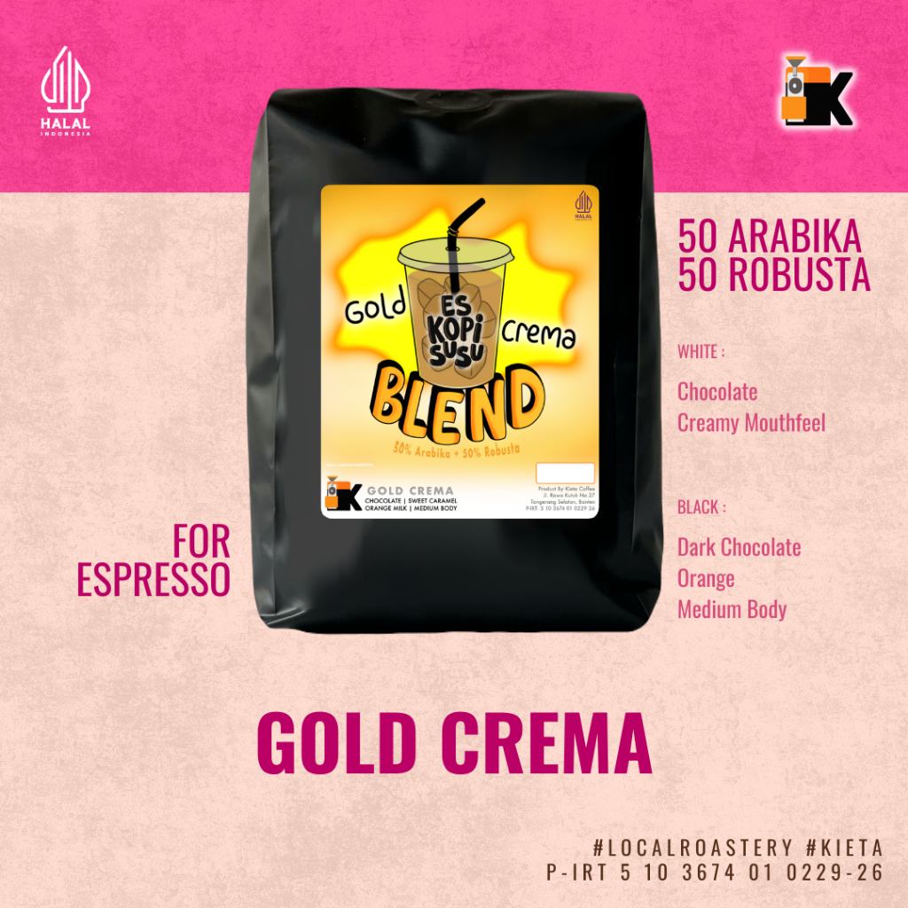 Jual Kieta Roastery - Biji Kopi Gold Crema Blend 50% Arabika 50% ...