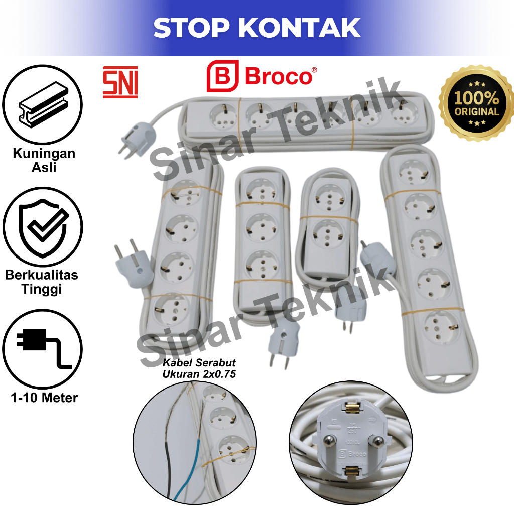 Jual [ Original Broco 100% SNI ] Stop Kontak Kabel Broco 2-6 Lubang ...