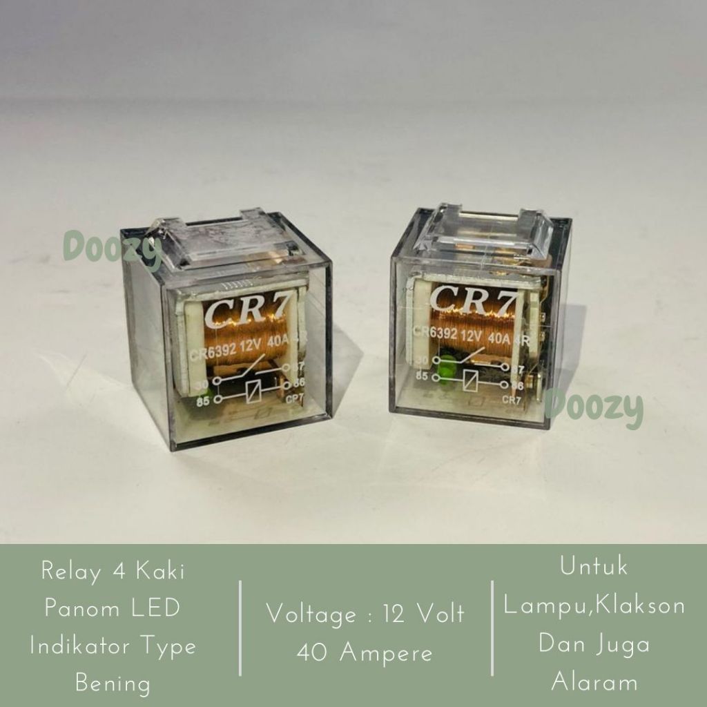 Jual CR7 Relay 4 Kaki LED Type Bening 12 volt 40A Panom Indikator LED ...