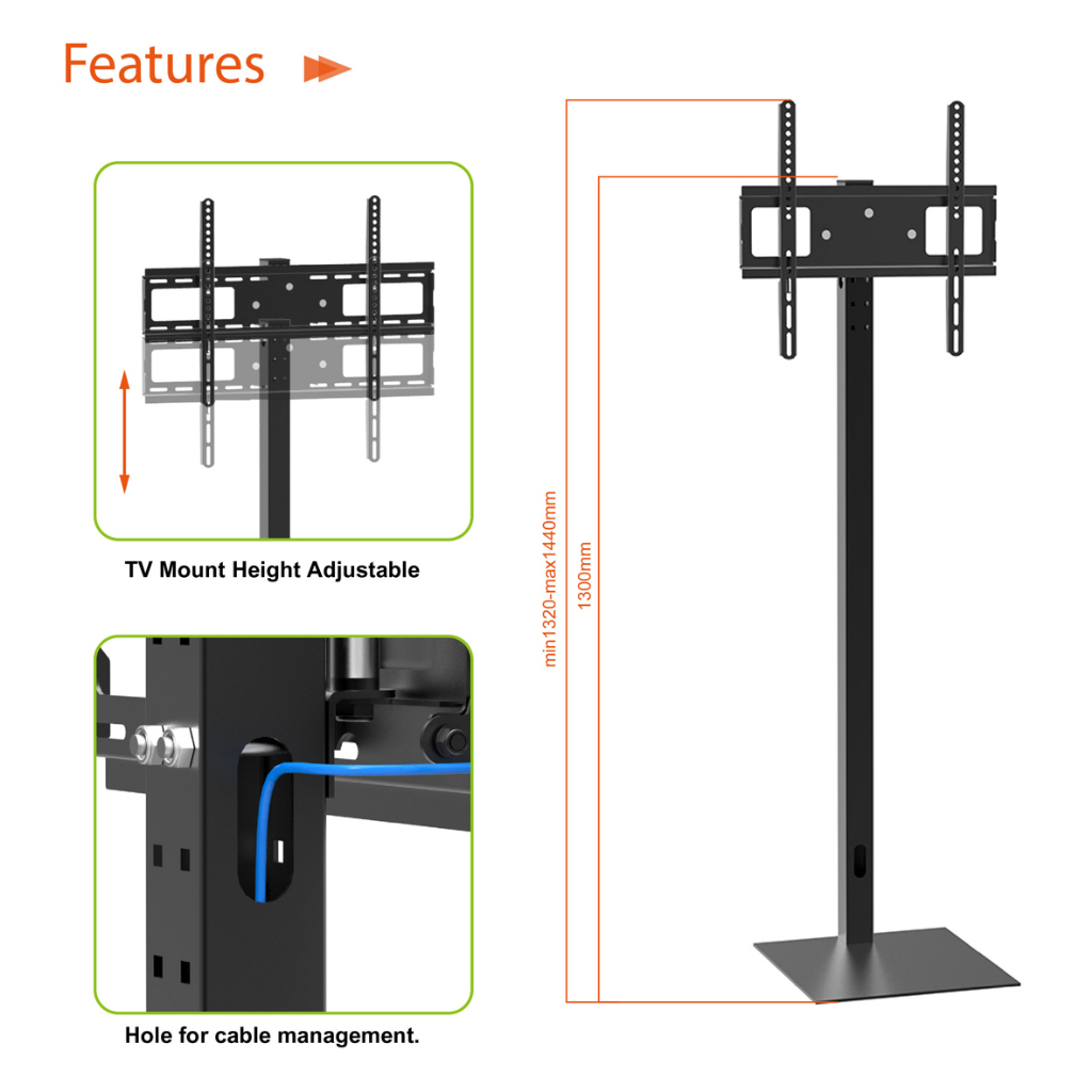 Jual Bracket TV Standing 32–65 Inch | Adjustable Height Metal Floor ...