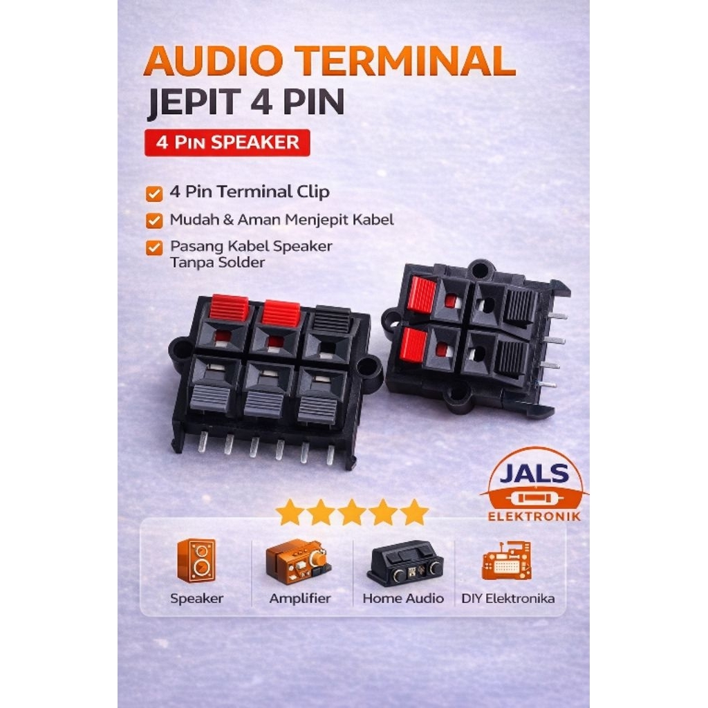 Jual Terminal Speaker Jepit 4 Pin PCB Mount – Audio Spring Clip ...