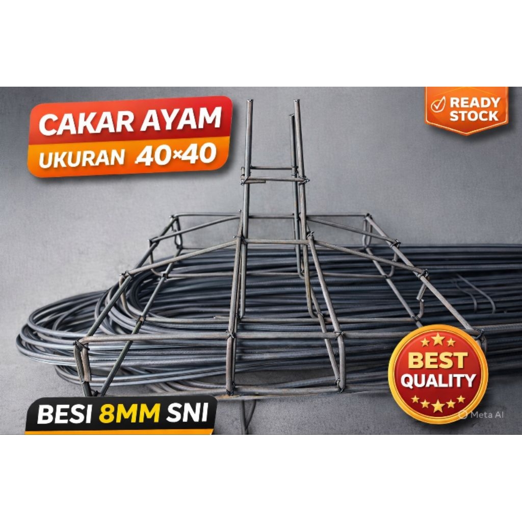 Jual Cakar Ayam Plus Stek Pondasi Cor Besi 8mm Standar SNI Ukuran 40×40 ...