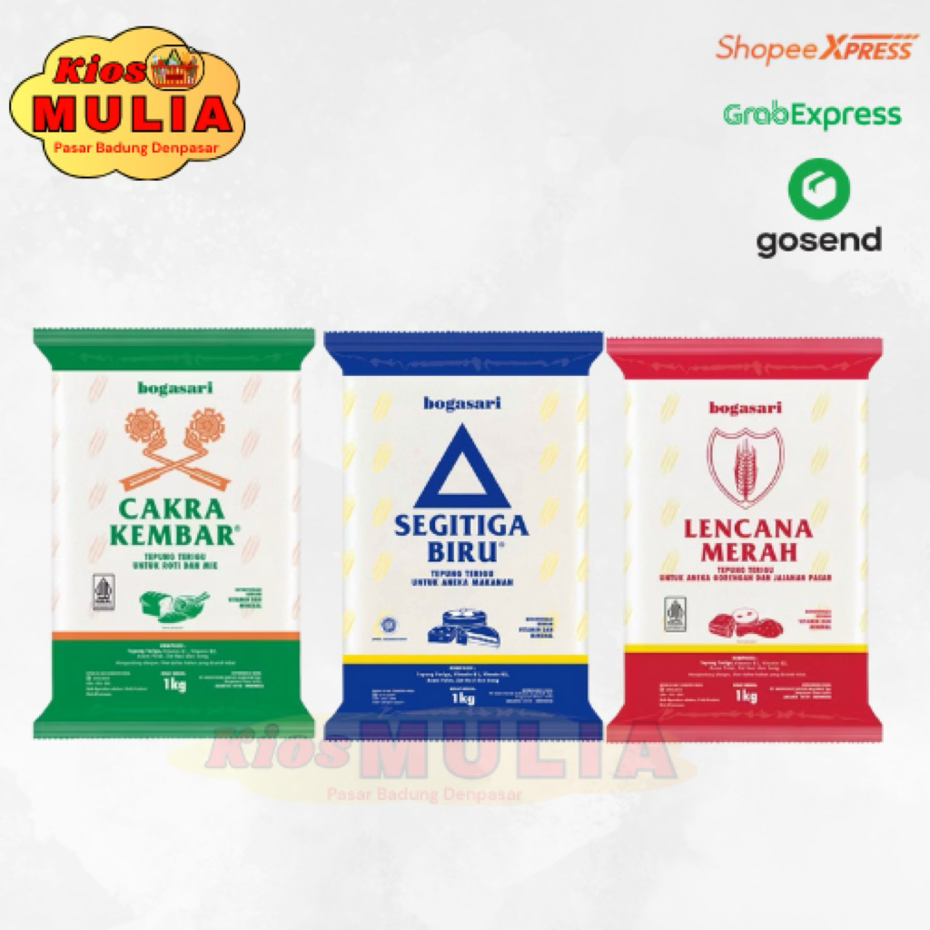 Jual TEPUNG TERIGU BOGASARI PROTEIN RENDAH-SEDANG-TINGGI 1kg | Shopee ...
