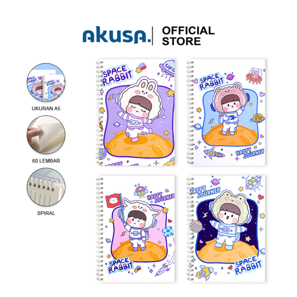 Jual AKUSA Spiral Note A5/B5 60 Lembar Motif Kartun Buku Tulis Sekolah ...