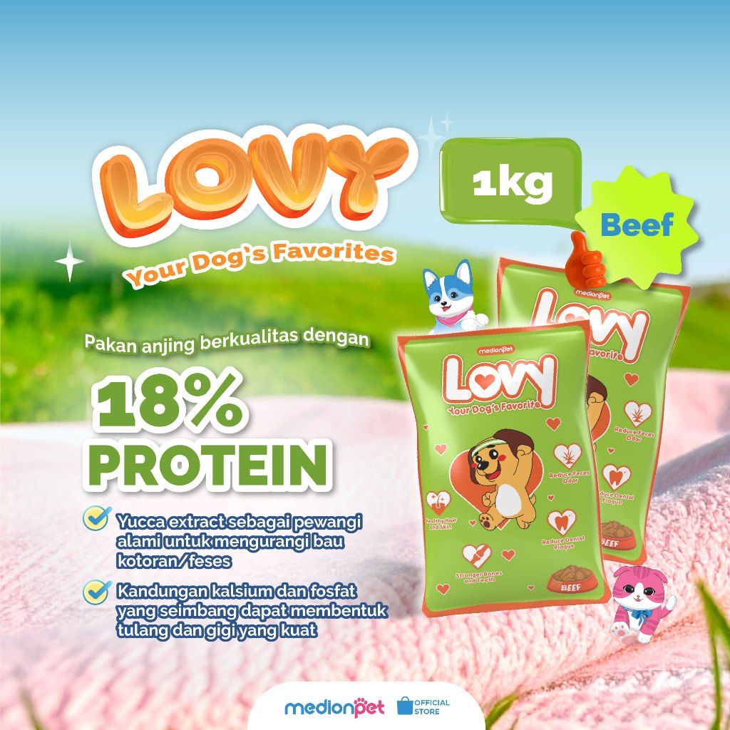 Jual Makanan Anjing - Lovy Beef 1 Kg | Shopee Indonesia