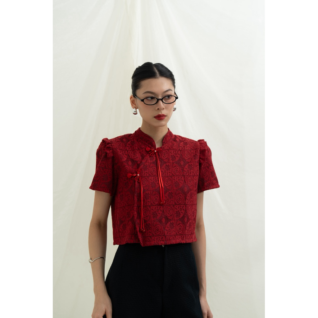 Jual BYROAM CASUAL CNY SINCIA QIBAO CHEONGSAM MAROON TOP ATASAN CHINESE ...