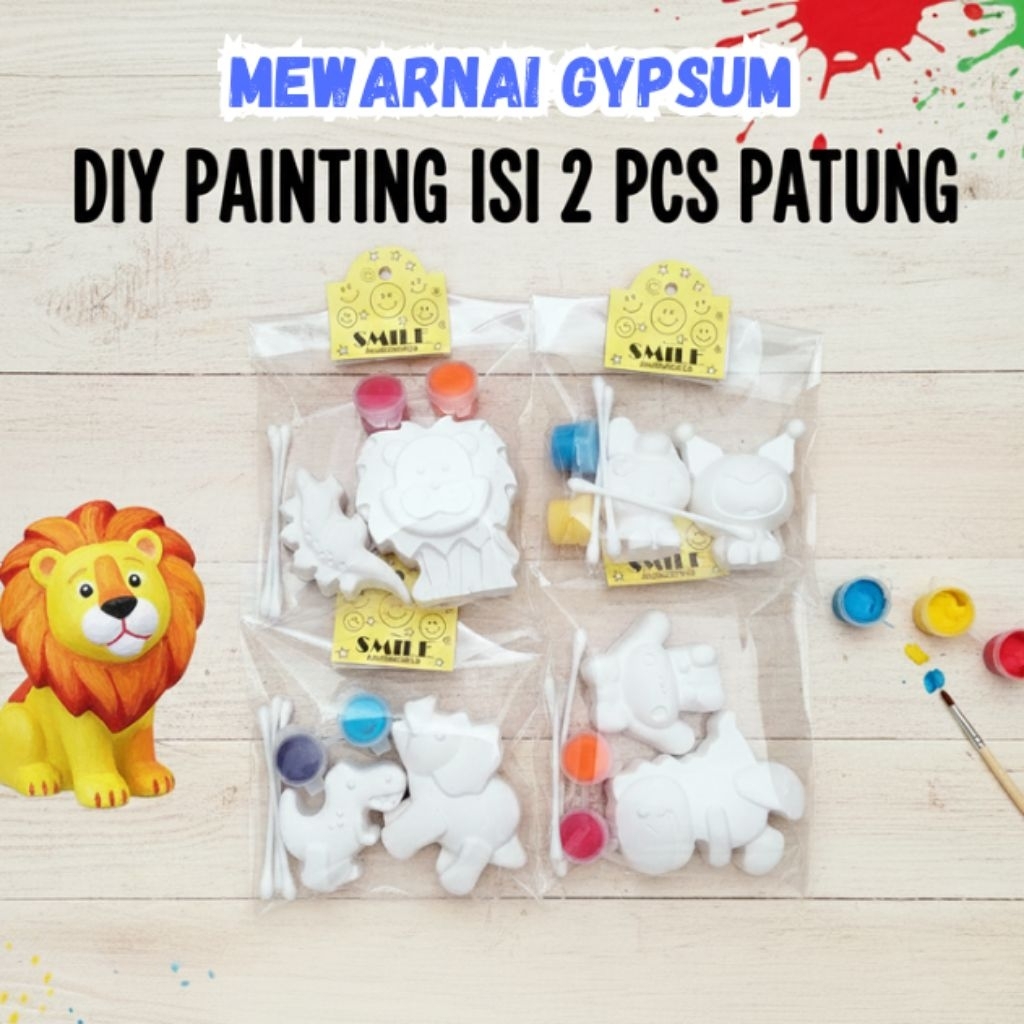 Jual Mainan Edukasi Mewarnai patung gypsum isi 2 pcs patung souvenir ...