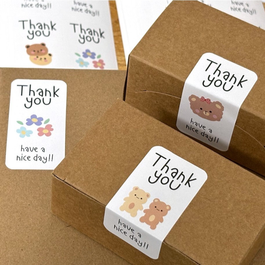 Jual [10 Lembar] Sticker Thank You Aesthetic Label Box Kotak Hadiah ...