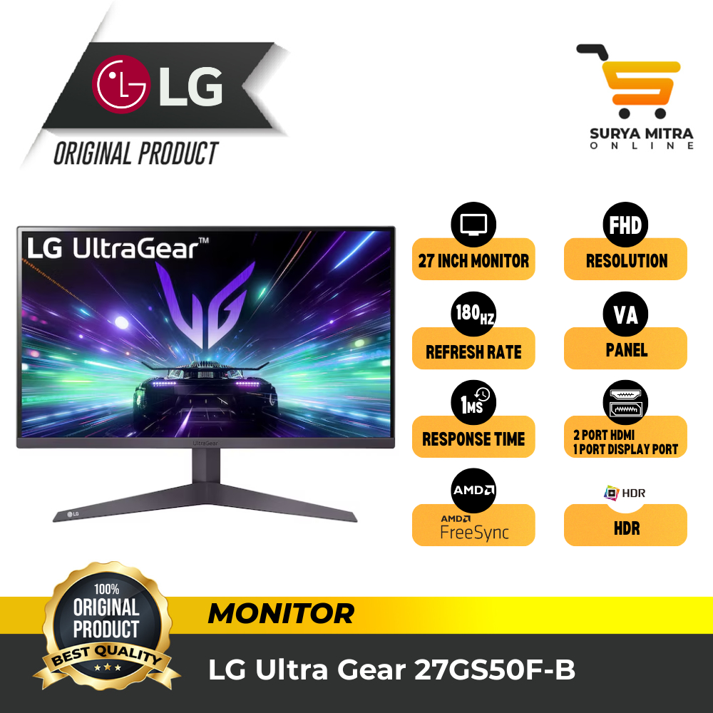 Jual Monitor Gaming LG UltraGear 27GS50F-B 27" FHD VA 5ms 180Hz ...