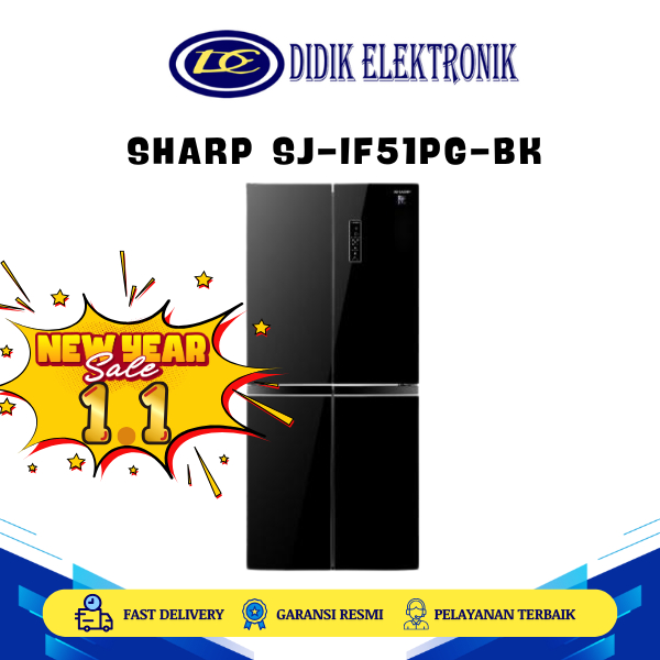 Jual SHARP SJ-IF51PG-BK Kulkas Multidoor 4 Pintu Tempered Glass Tray ...