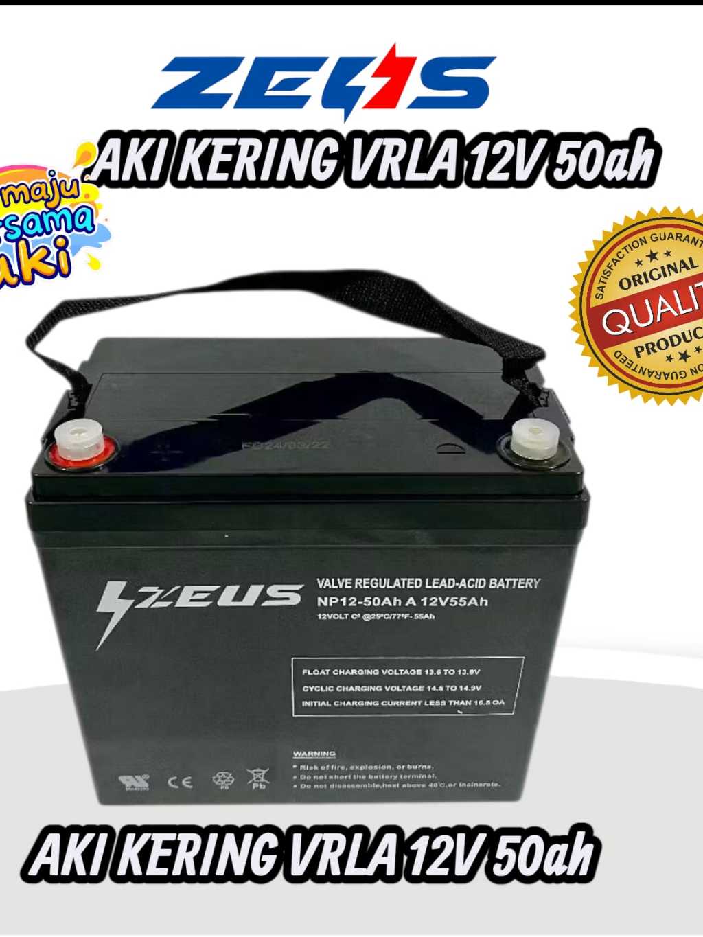 Jual Aki Solar panel /UPS /Genset Vrla 12V 50AH-55ah Zeus Aki Vrla aki ...