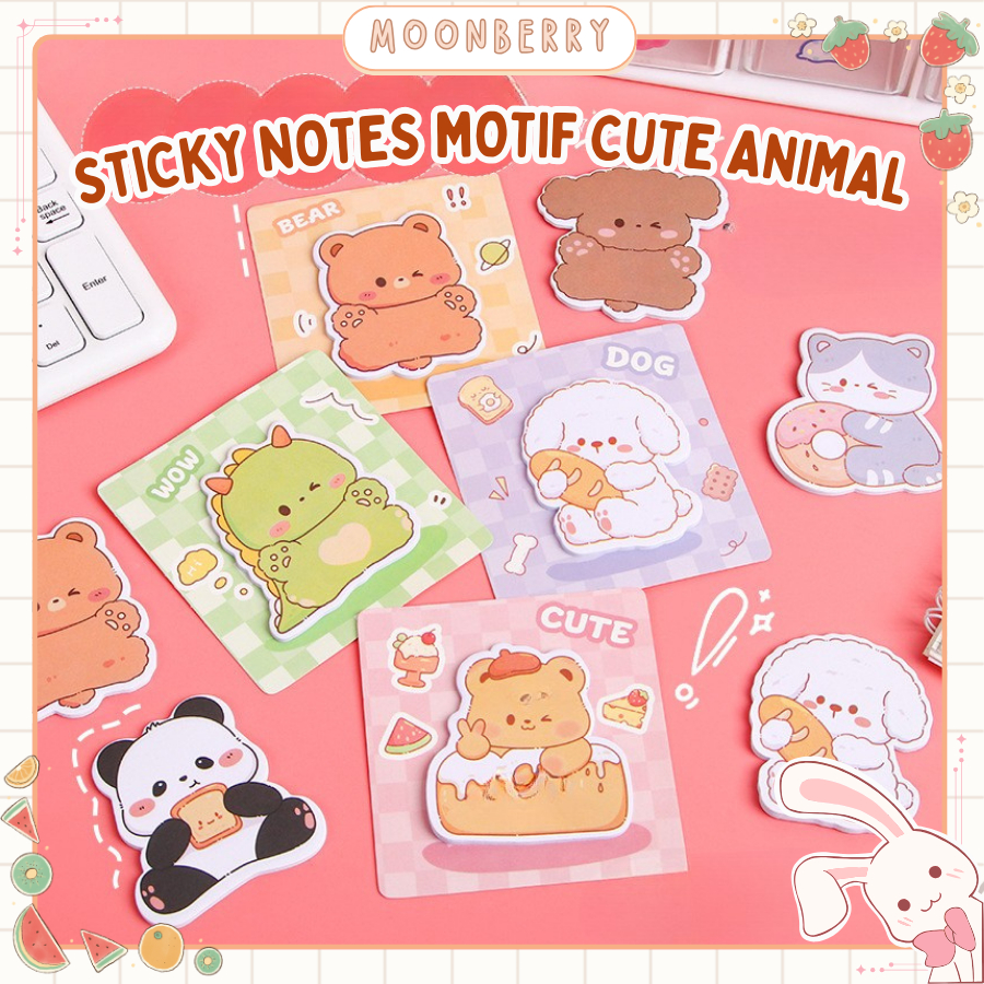 Jual Sticky Notes Motif Animal Lucu Beruang Panda Dino Cute Kawaii Isi ...