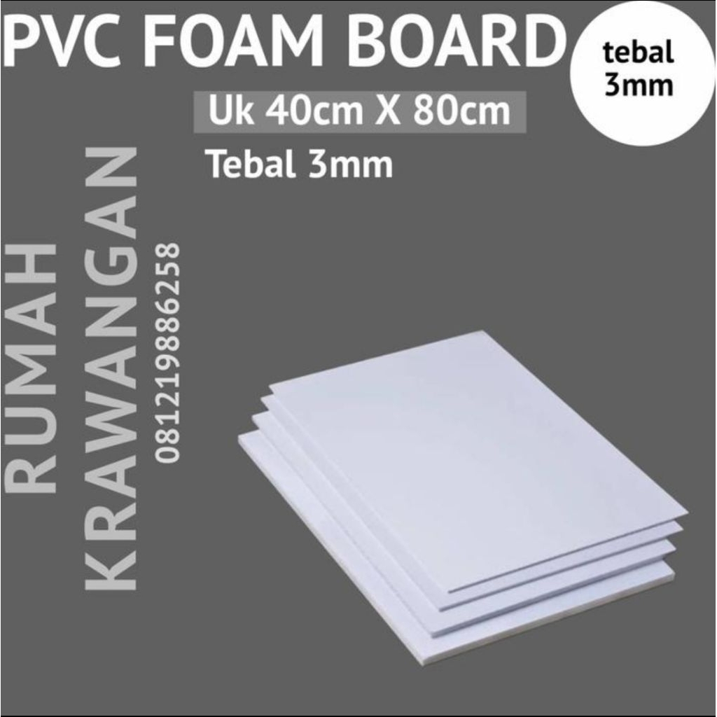 Jual pvc board bahan polos / pvc foam board uk 40x80cm tebal 3mm ...