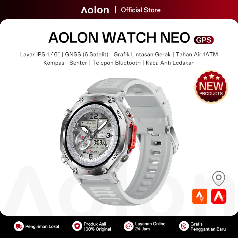 Jual [GPS] Aolon NEO Smartwatch GNSS 6 Satelit Kompas Tahan Air 1ATM 1. ...